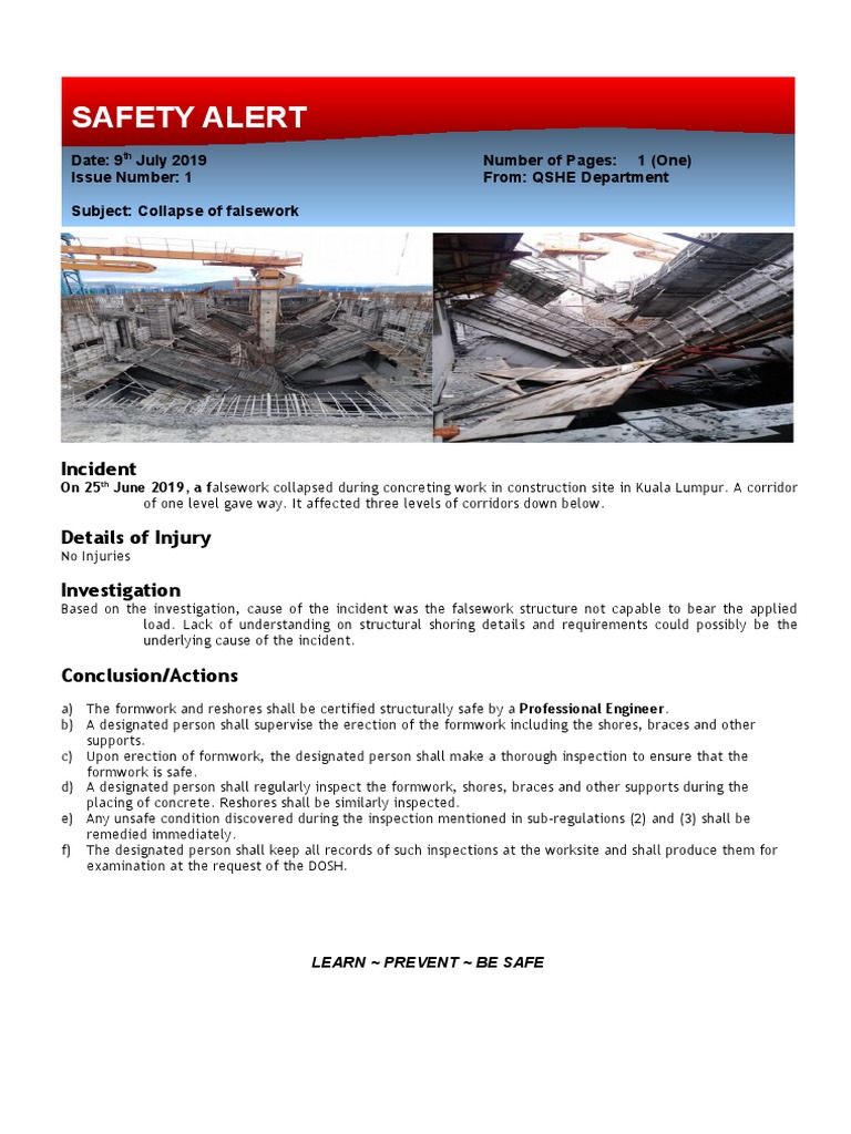 Safety Alert - Collapse of Falsework | PDF