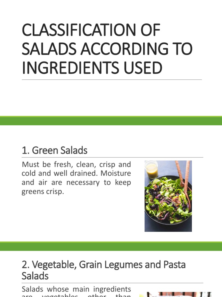 Classification of Salad According To Ingredients Used | PDF