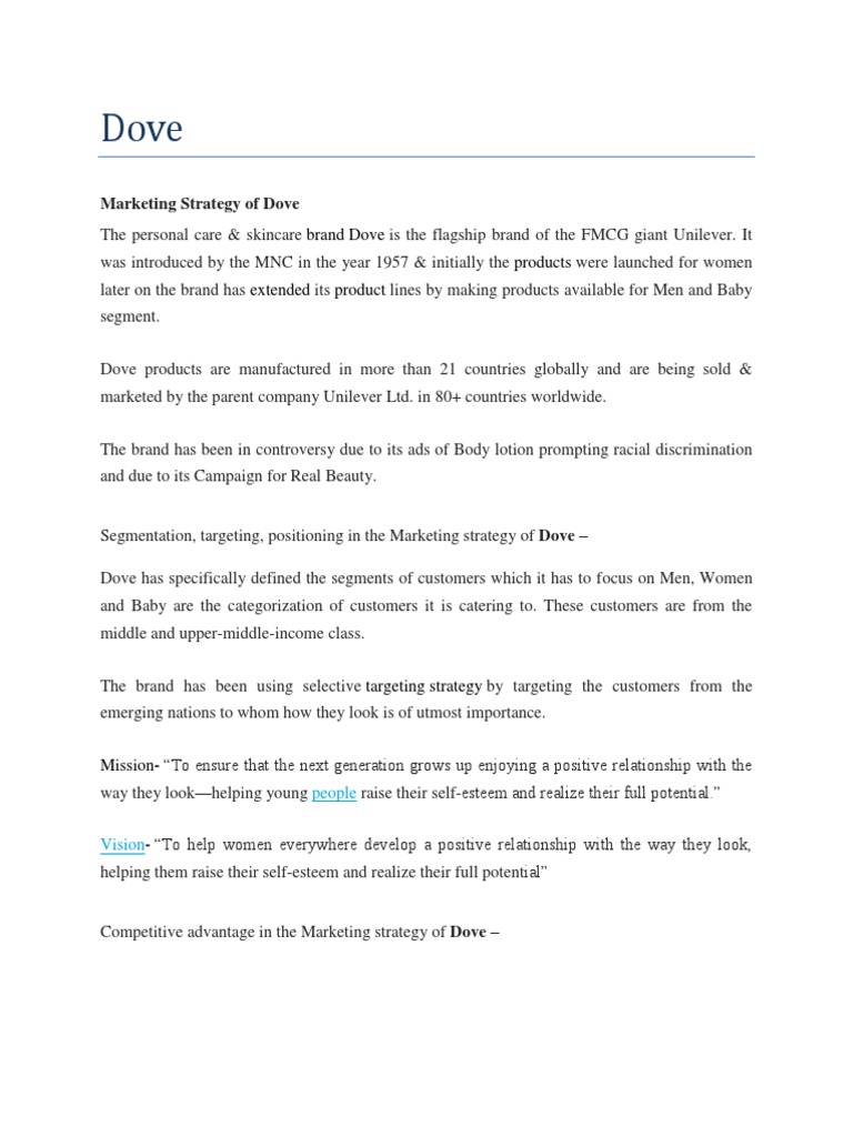 Marketing Strategy of Dove: Brand Dove Products Extended Product | PDF ...