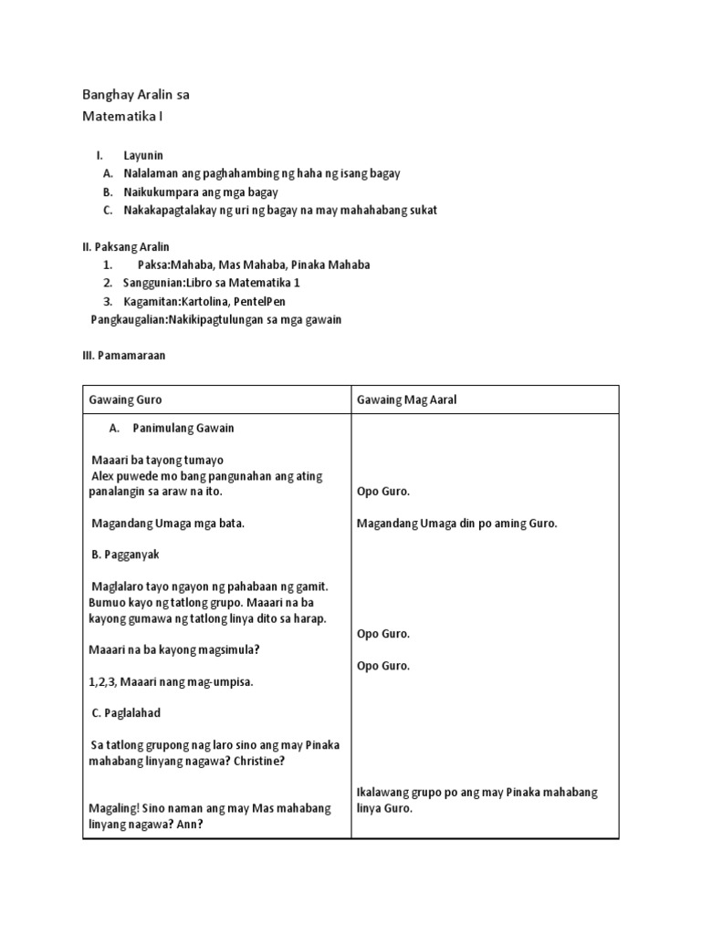 Lesson Plan in Filipino | PDF