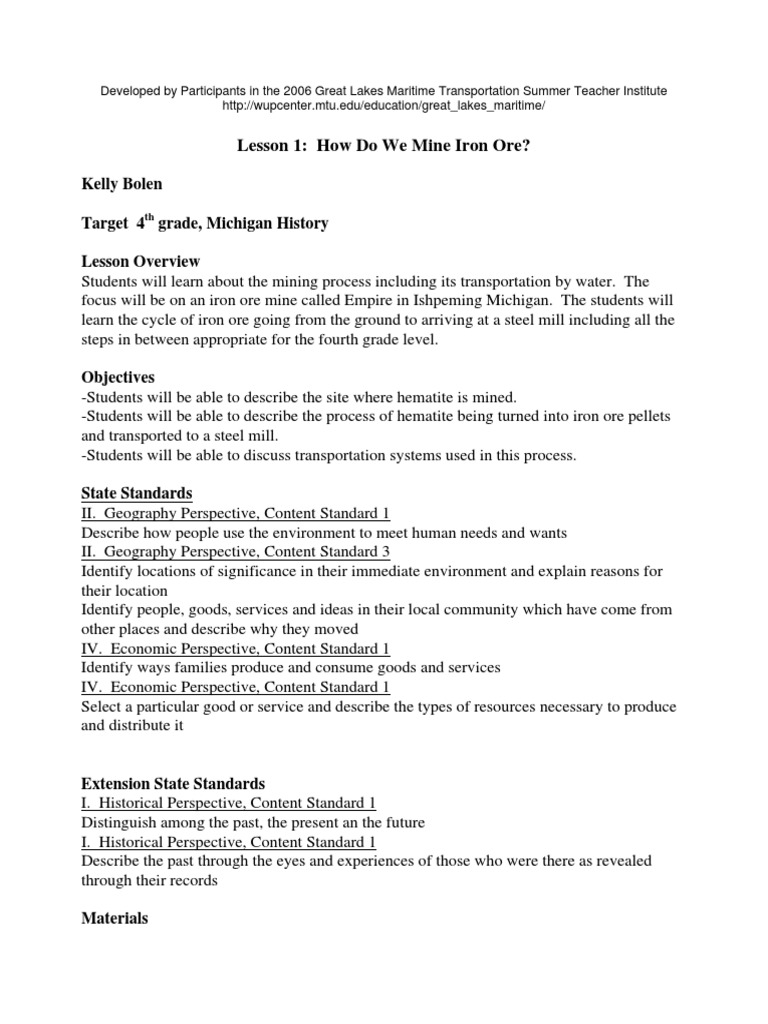 Y Mine Iron Ore Lesson 1 | PDF | Iron Ore | Mining