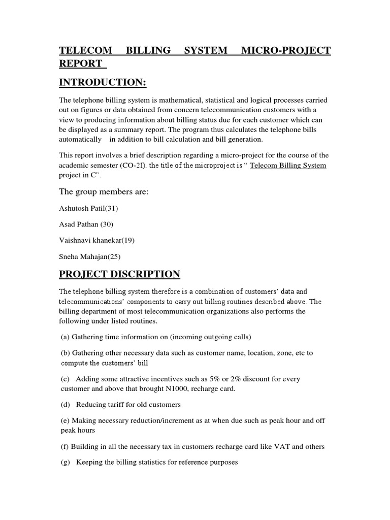 Flow Chart For Telecom Billing System | PDF | Computer Program | Programming