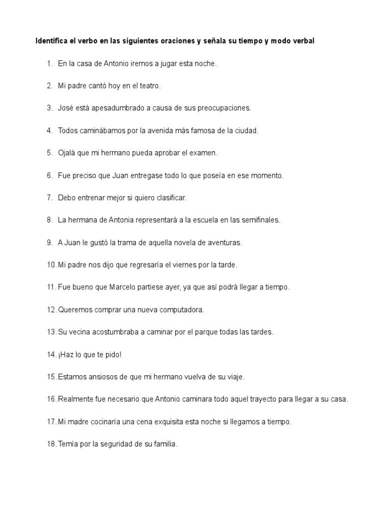 Identifica Los Verbos | PDF | Poesía