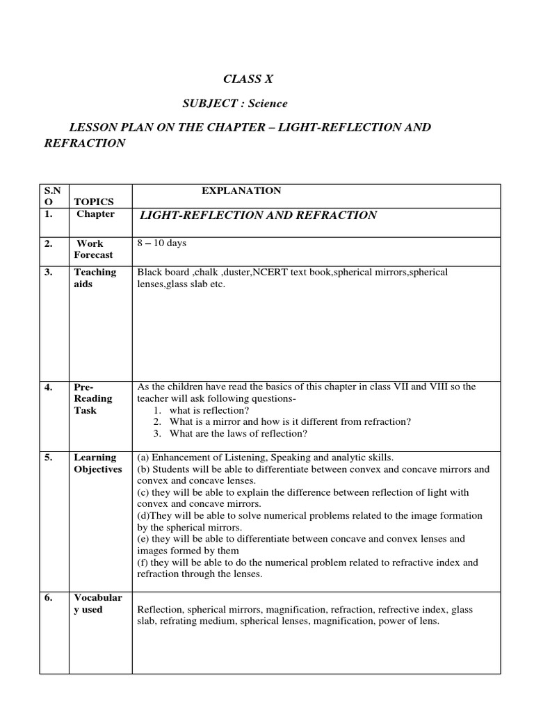 Lesson Plans - Light | PDF | Lens (Optics) | Optics