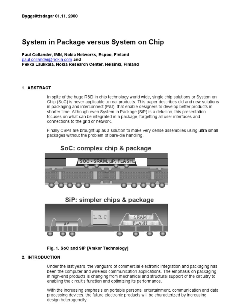System in Package Versus System On Chip | Download Free PDF ...