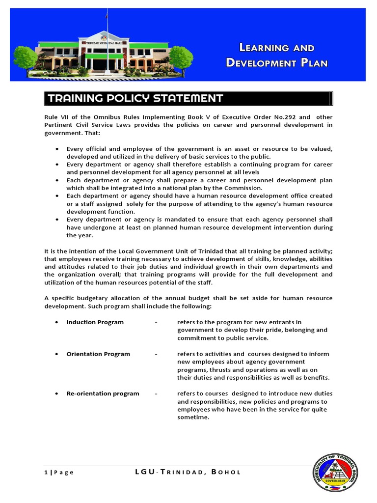 TRAINING POLICY STATEMENT | PDF | Competence (Human Resources) | Resource