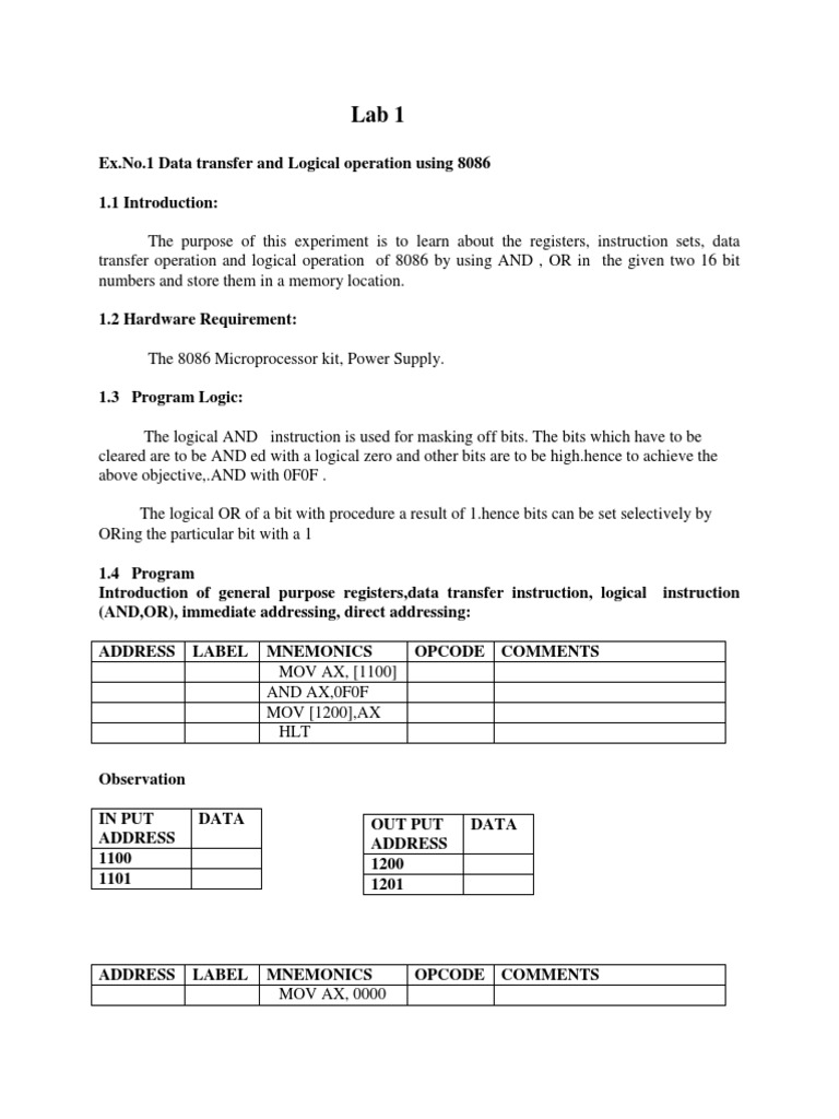 Lab 1 To Lab 3 | PDF | Arithmetic | Central Processing Unit