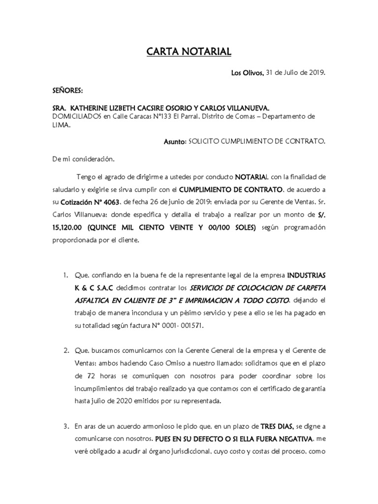 Carta Notarial | PDF