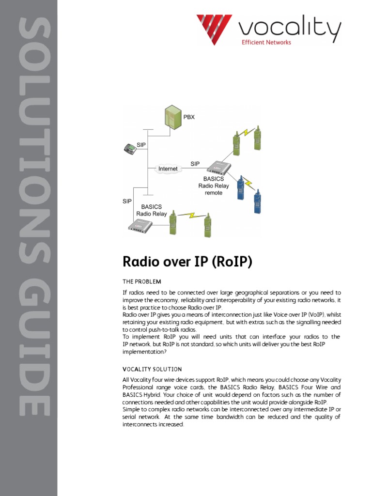 Implementing Radio over IP (RoIP) Networks with Vocality Products | PDF ...