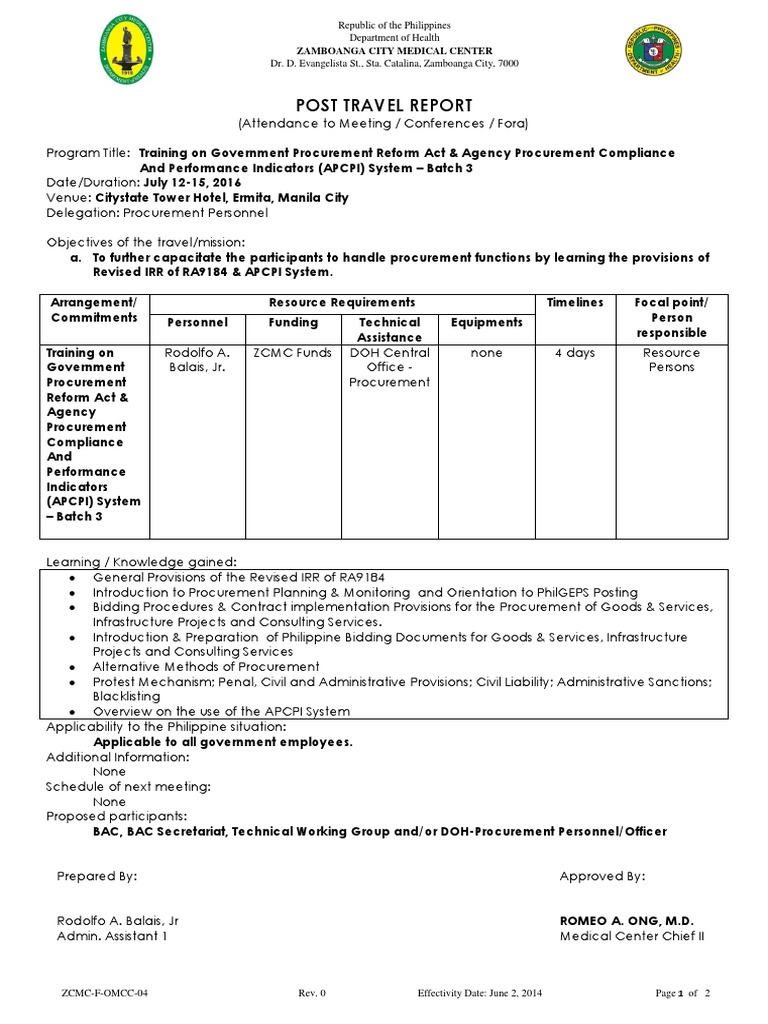 4 Post Travel Report | PDF | Procurement | Public Sphere