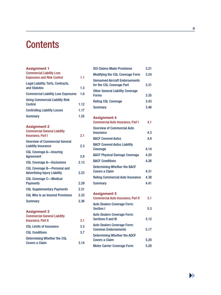 Cpcu 552 Toc | PDF | Liability Insurance | Workers' Compensation