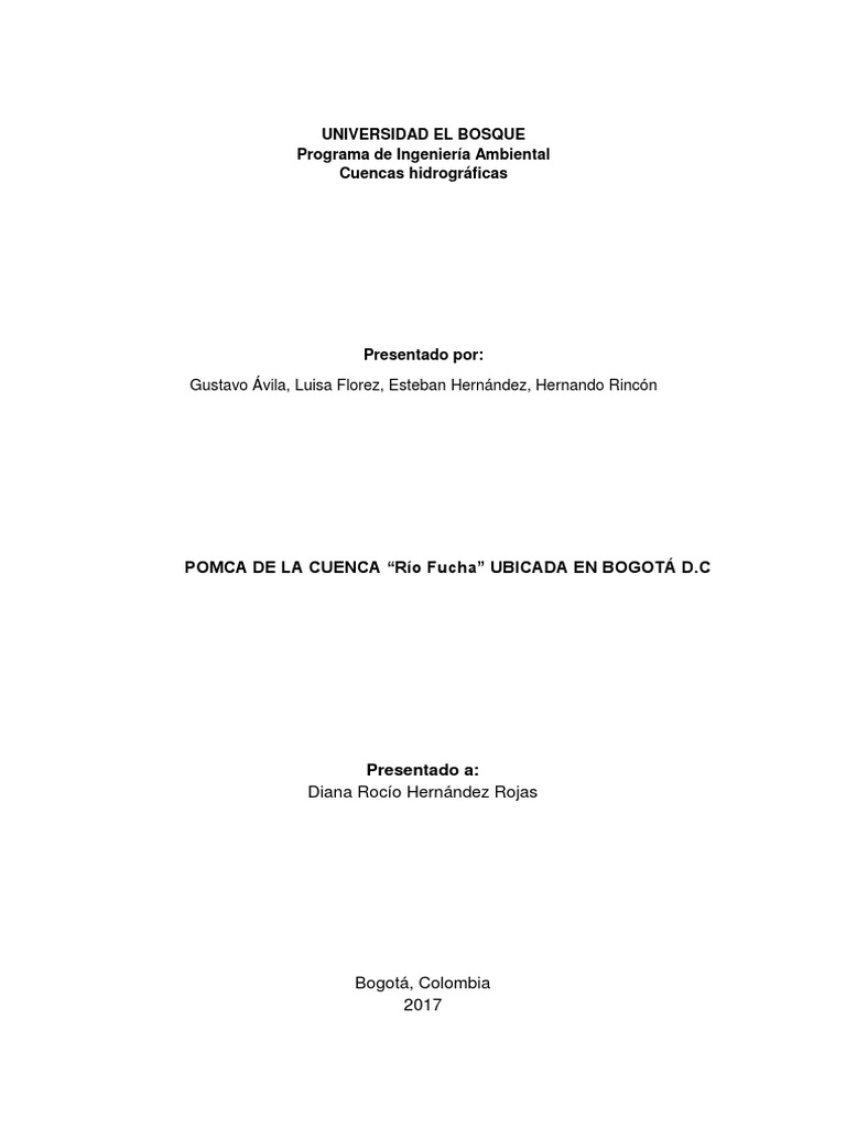 Trabajo Final Cuencas Río Fucha | PDF | Bogotá | Río