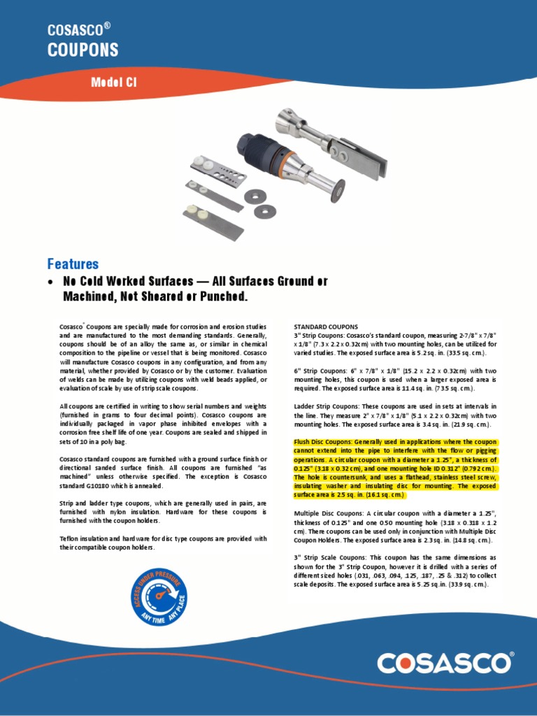 CI-D Flush Disk Coupon Data Sheet | PDF | Stainless Steel | Building ...