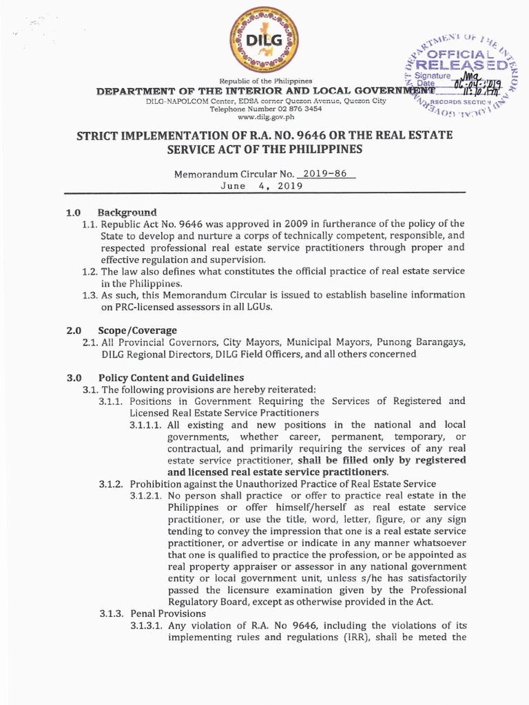 DILG Memorandum Circular 2019-86 | PDF