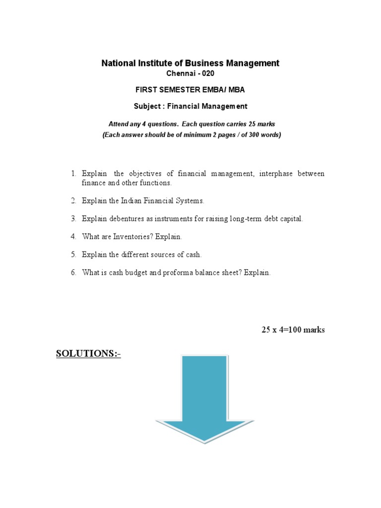 National Institute Of Business Management Solutions Pdf Debenture