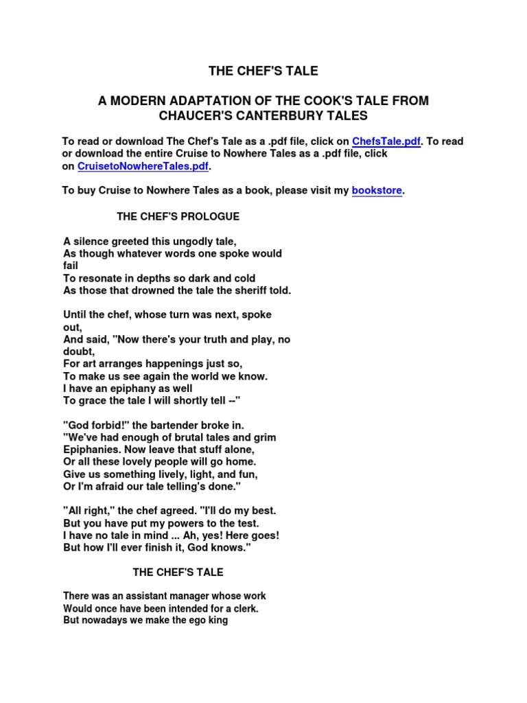 The Chef'S Tale A Modern Adaptation of The Cook'S Tale From Chaucer'S ...