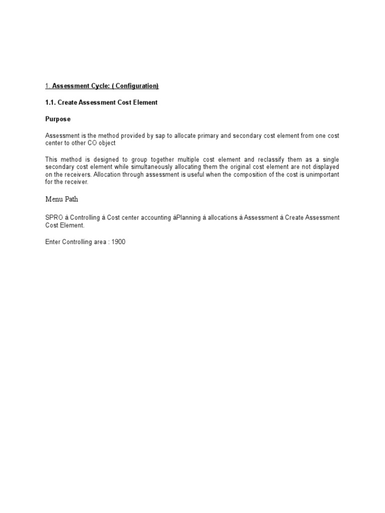 Assessment Cycle in Sap | PDF | Cost | Menu (Computing)