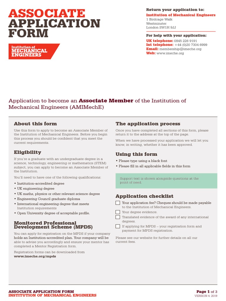 Imeche Associate Application Form 2019 | PDF | Academic Degree ...