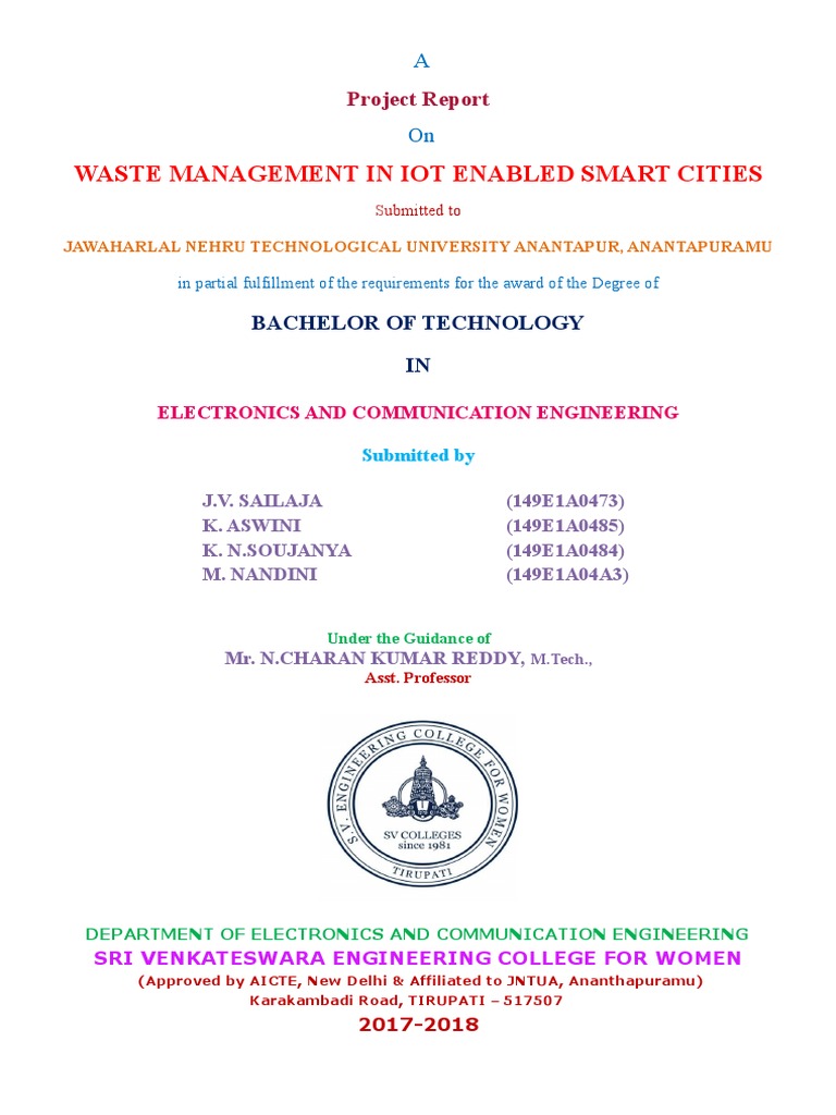 Waste Management in Iot Enabled Smart Cities: Bachelor of Technology IN ...