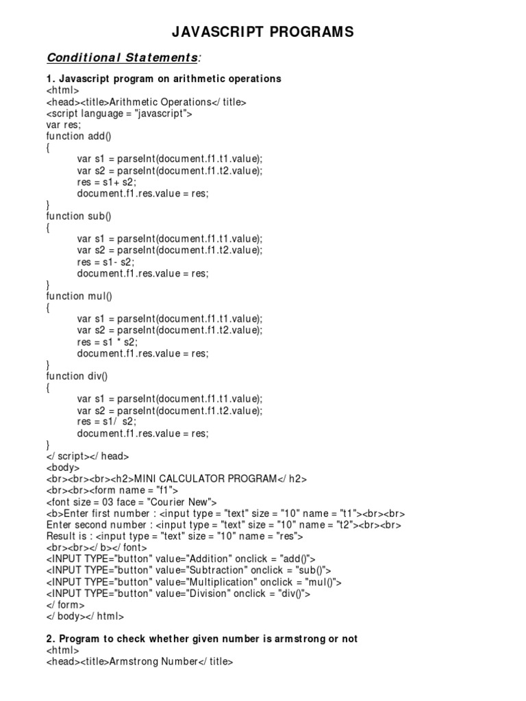 Javascript Programs PDF | Download Free PDF | Matrix (Mathematics) | Numbers