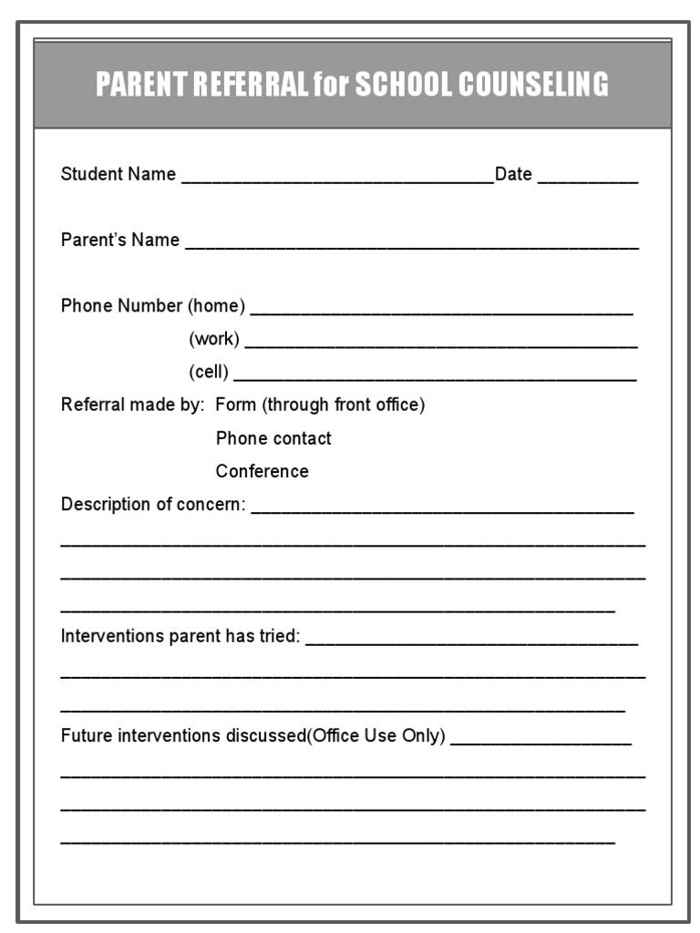 Parent Referral for Counseling Form | PDF