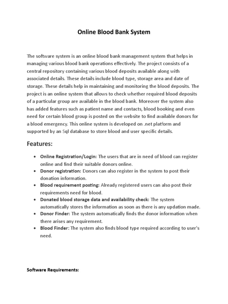 Online Blood Bank System: Features | PDF | Blood Donation | Computer ...