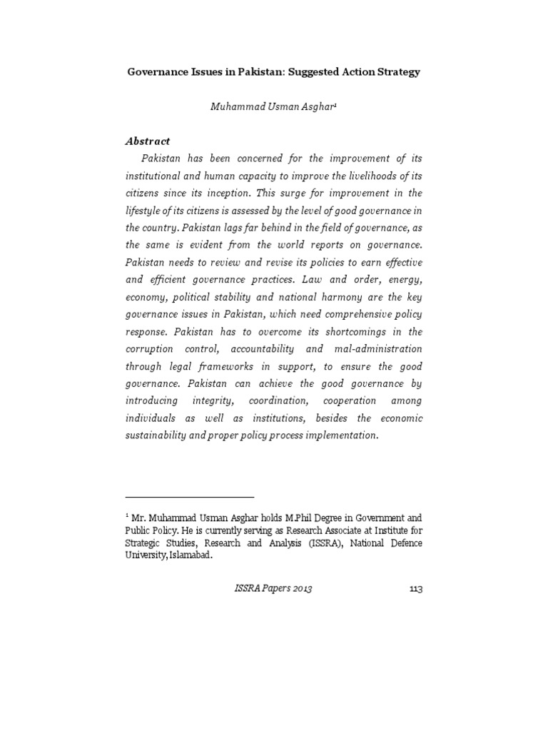 06 Governance Issues MR Usman Asghar PDF | PDF | Governance | Good ...