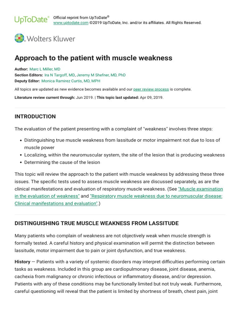 Approach To The Patient With Muscle Weakness - UpToDate | PDF ...