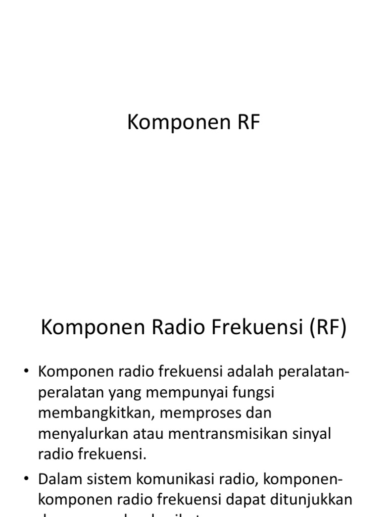 Komponen Utama Sistem RF Radio | PDF