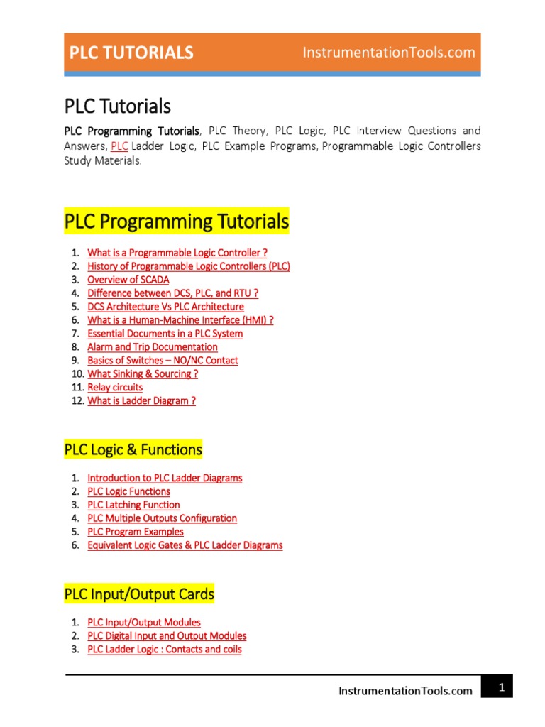 PLC Guide PDF | PDF | Programmable Logic Controller | Scada