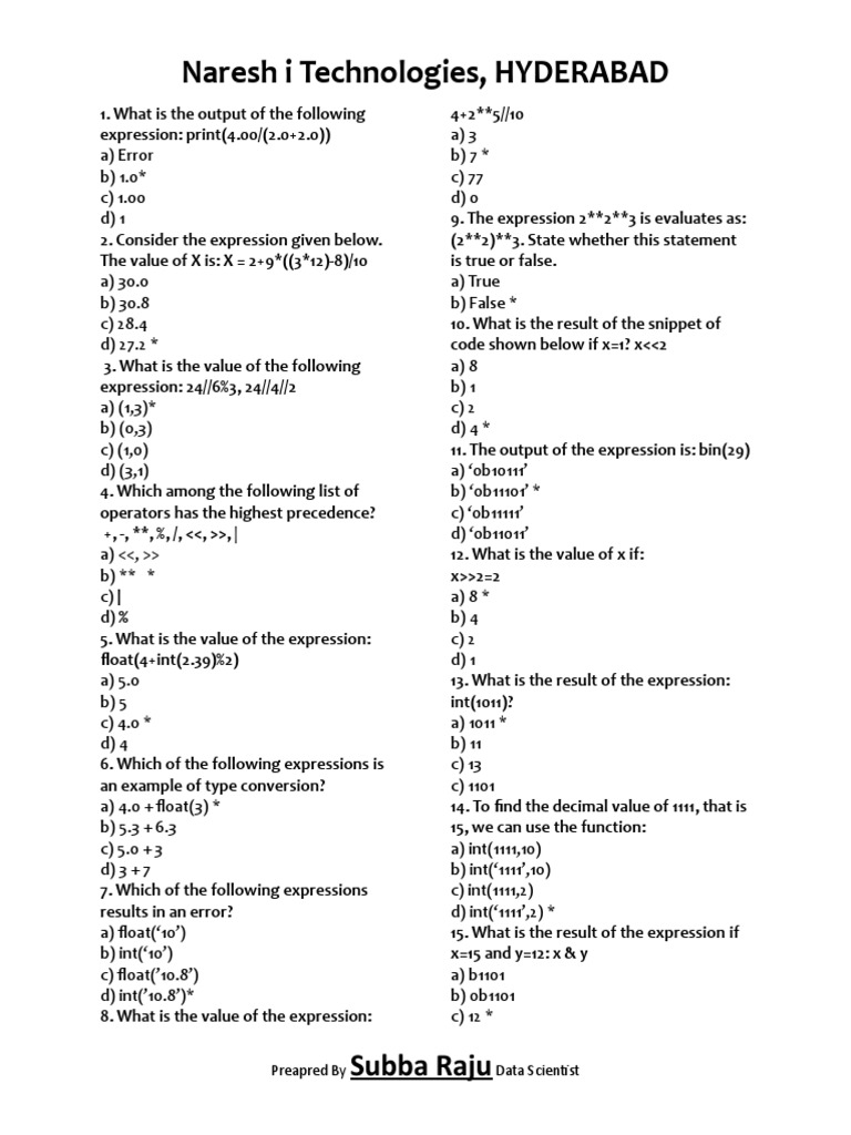 Python Test 11am Pdf Integer Computer Science Computer Engineering 5643