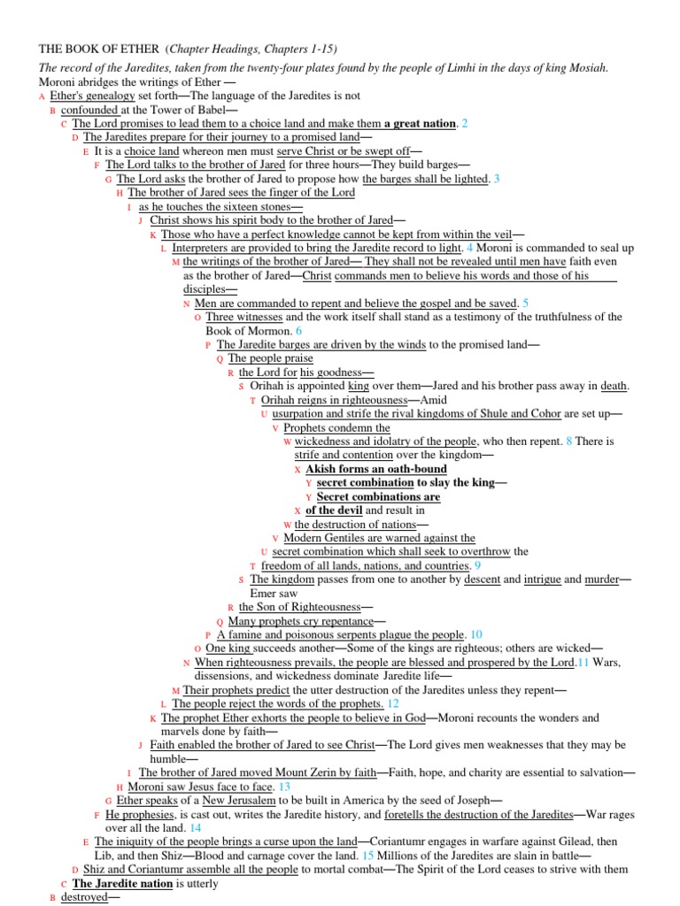 The Book of Ether (Chapter Headings, Chapters 1-15) | PDF | Book Of ...