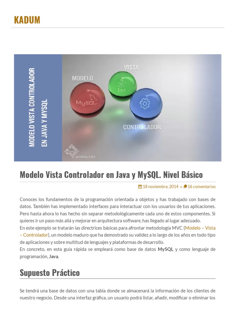 Modelo Vista Controlador en Java y MySQL. Nivel Básico _ Kadum.pdf ...