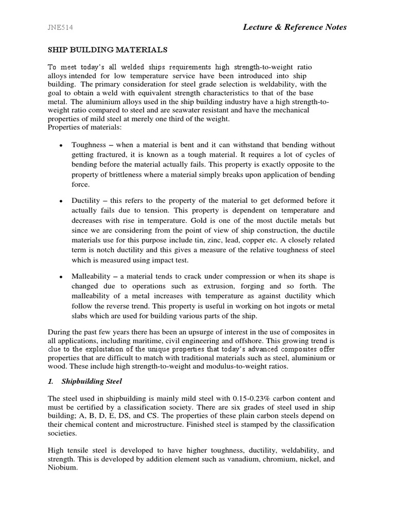 Ship Building Materials | PDF | Ductility | Composite Material