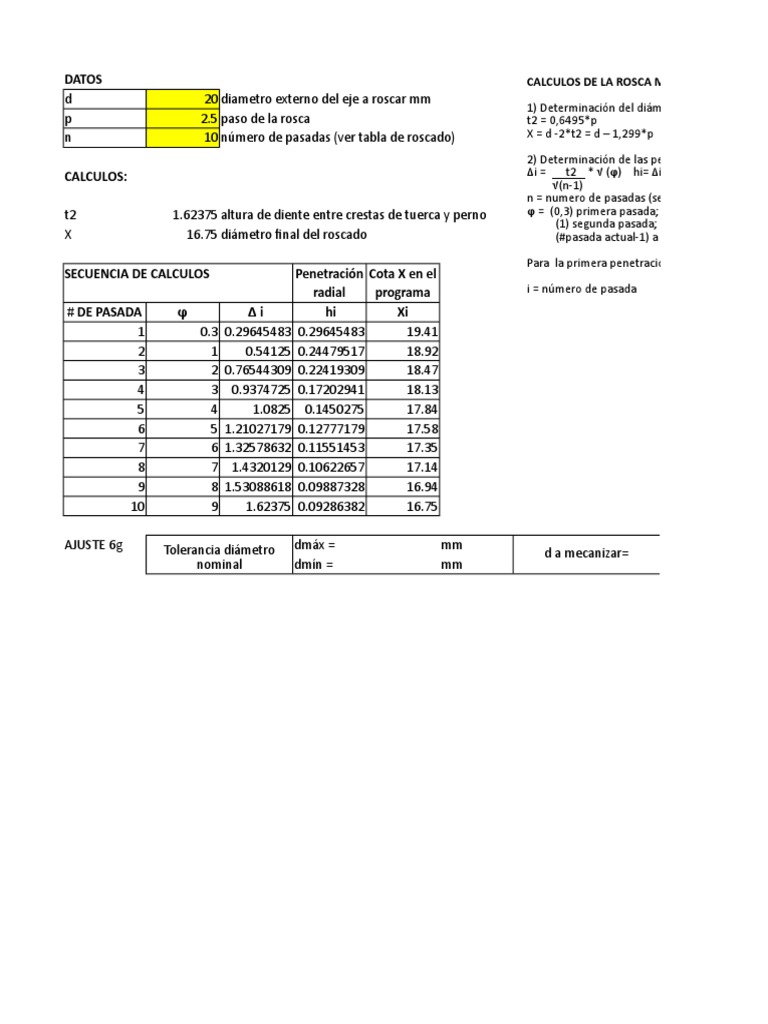 Ejercicio G33-G78-G76 Roscas - Cálculo de Penetraciones de Roscas | PDF | Herramientas ...