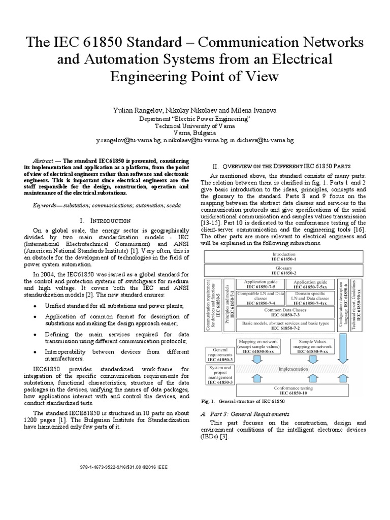 The Iec 61850 Standard Communication Networks And Automation Systems From An Electrical