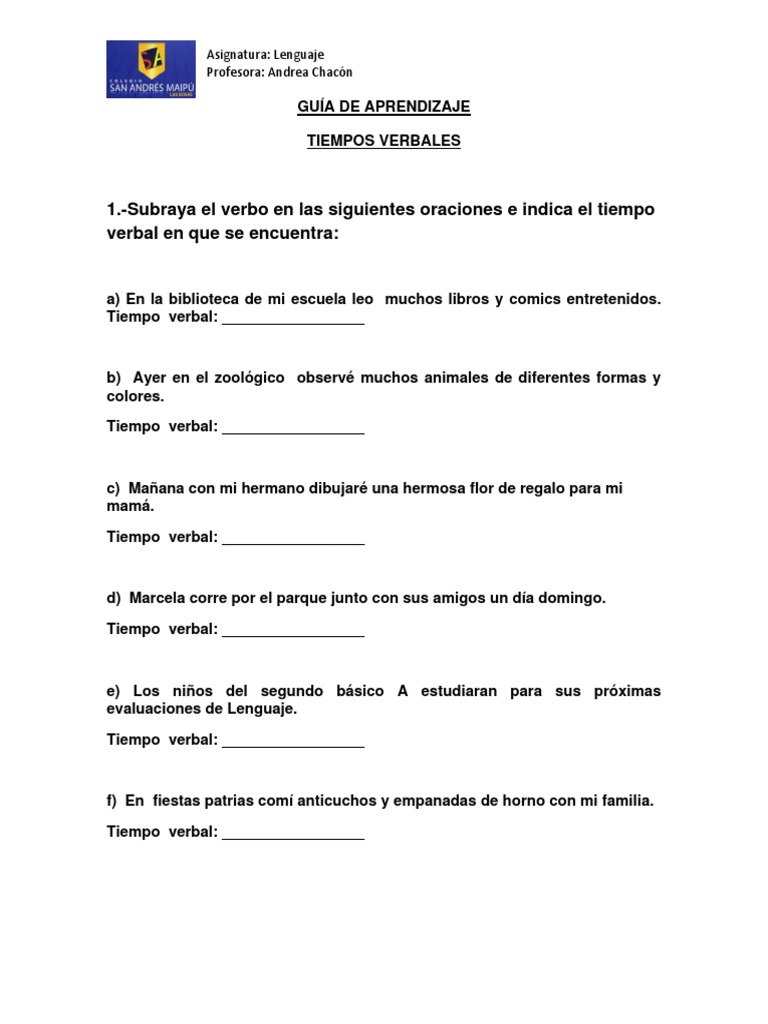 GUÍA Tiempos Verbales | PDF | Verbo | Morfología Lingüística