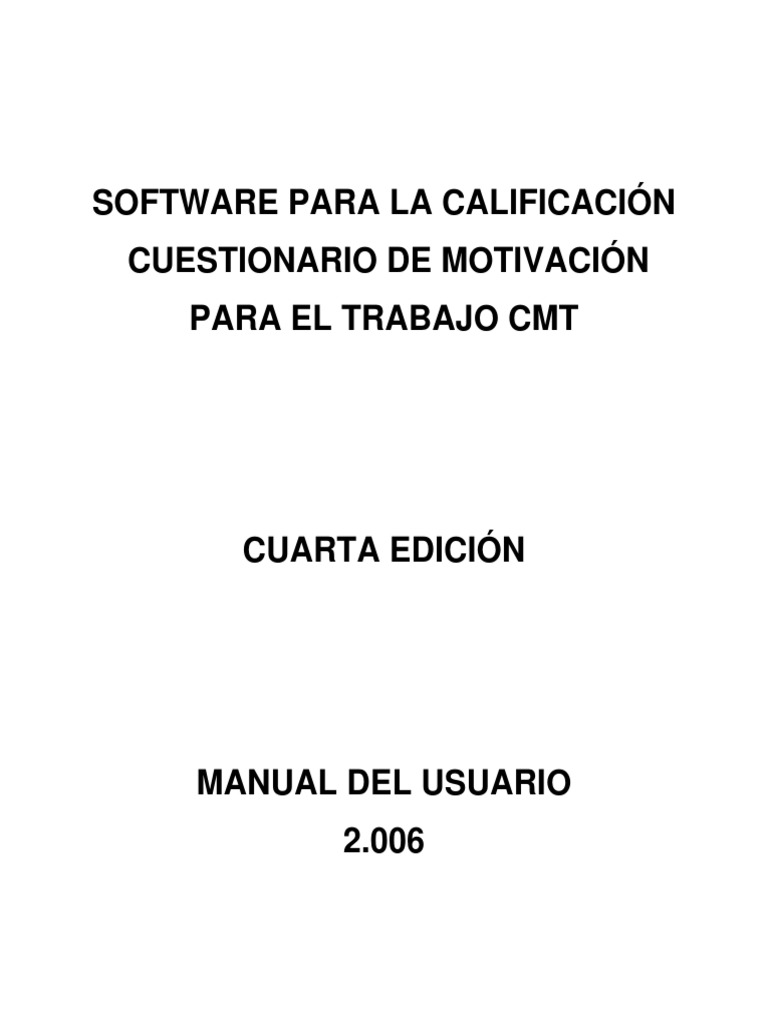 Software para La Calificación Cuestionario de Motivación para El Trabajo CMT | PDF | Point and ...