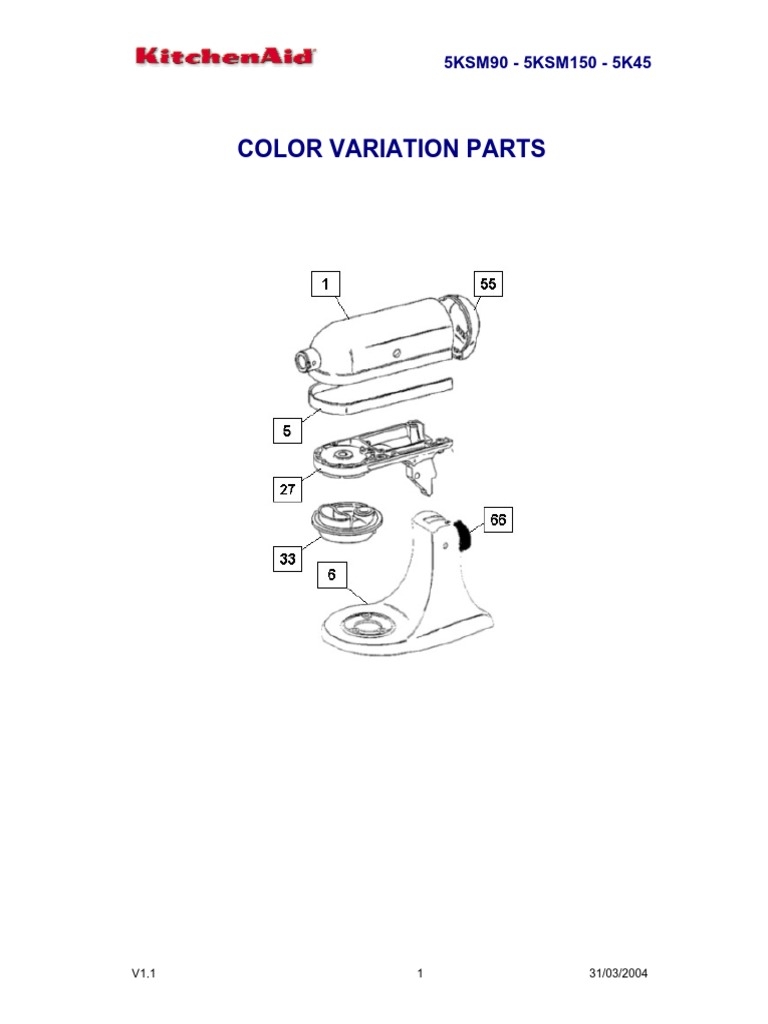 Éclaté Robot Patissier Kitchenaid Artisan | Download Free PDF ...