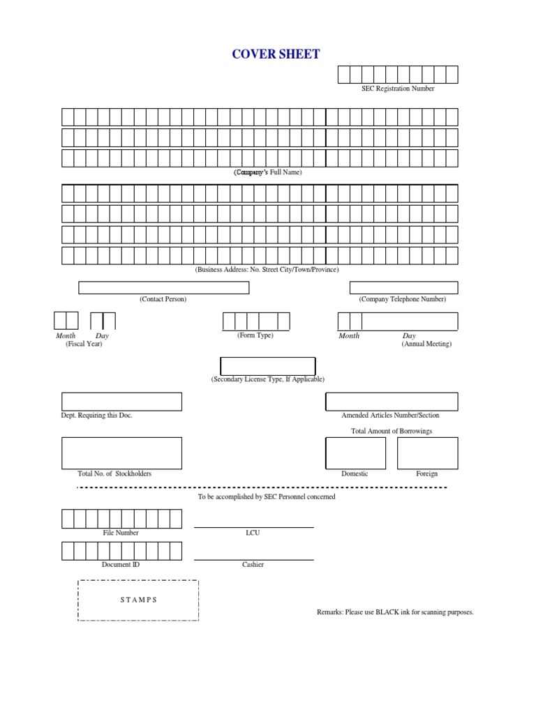 SEC Registration Cover Sheet Template | PDF
