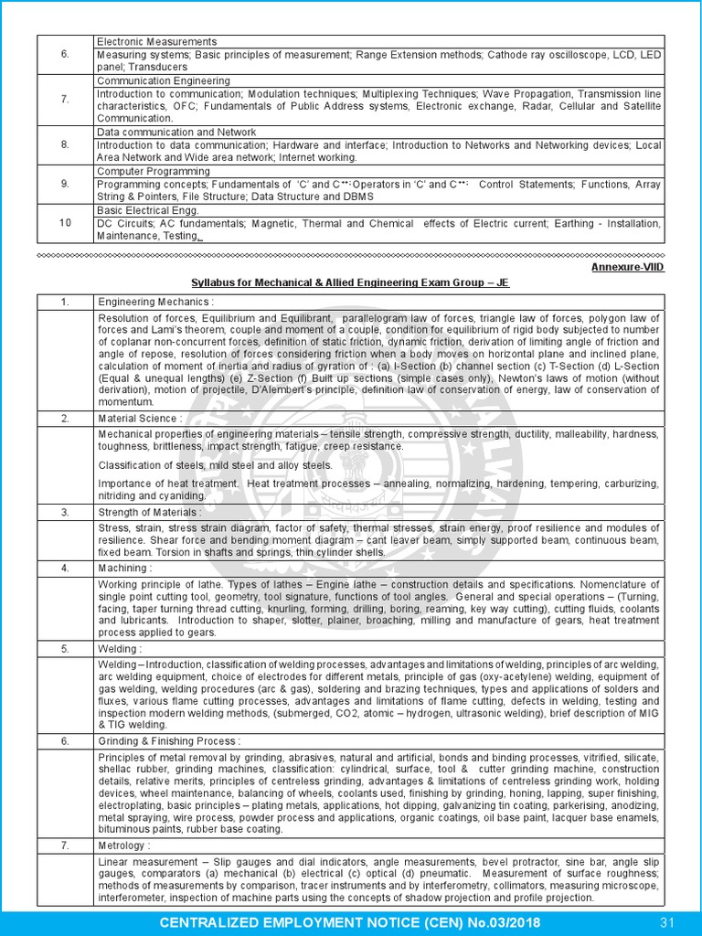 Annexure-VIID Syllabus For Mechanical & Allied Engineering Exam Group ...