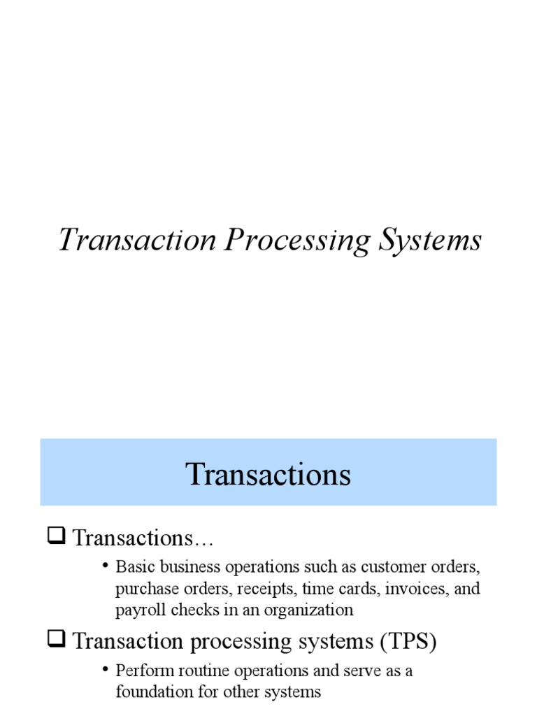 Transaction Processing Systems | PDF | Inventory | Accounts Payable