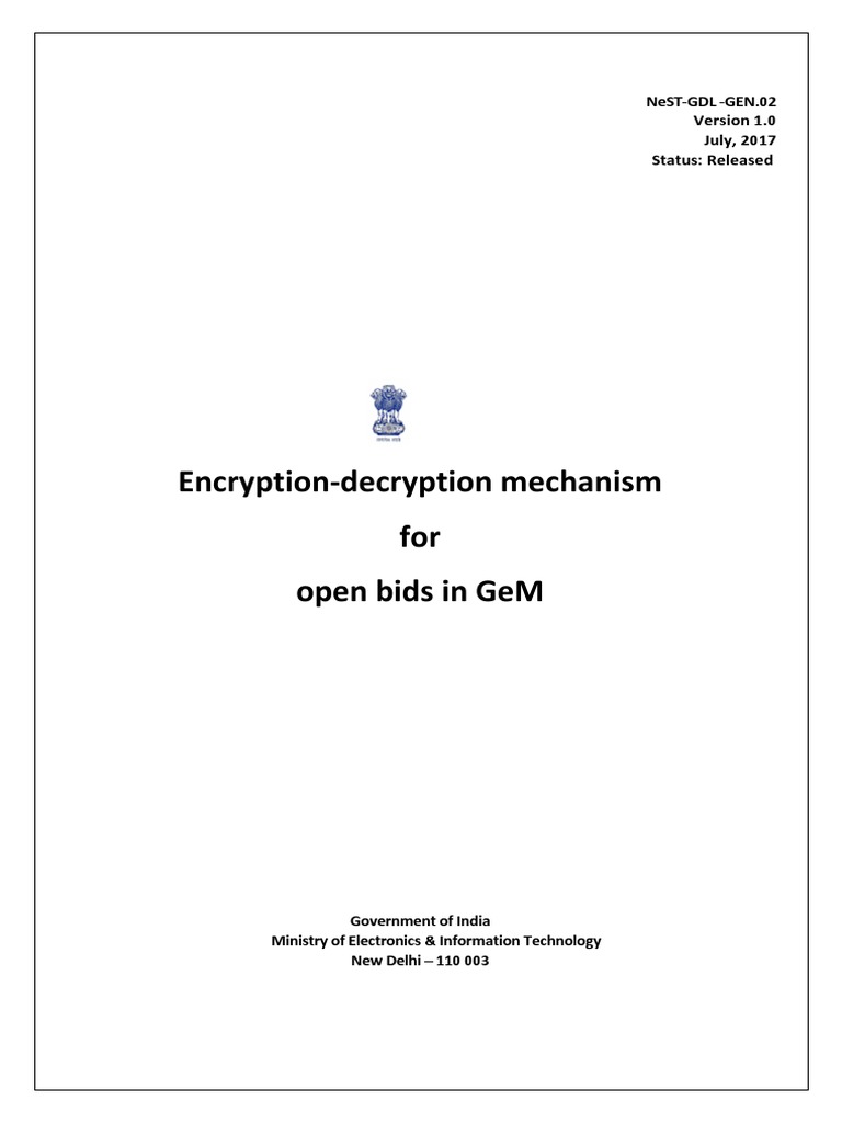 Encryption-Decryption Mechanism For Open Bids in GeM | Download Free PDF | Public Key ...