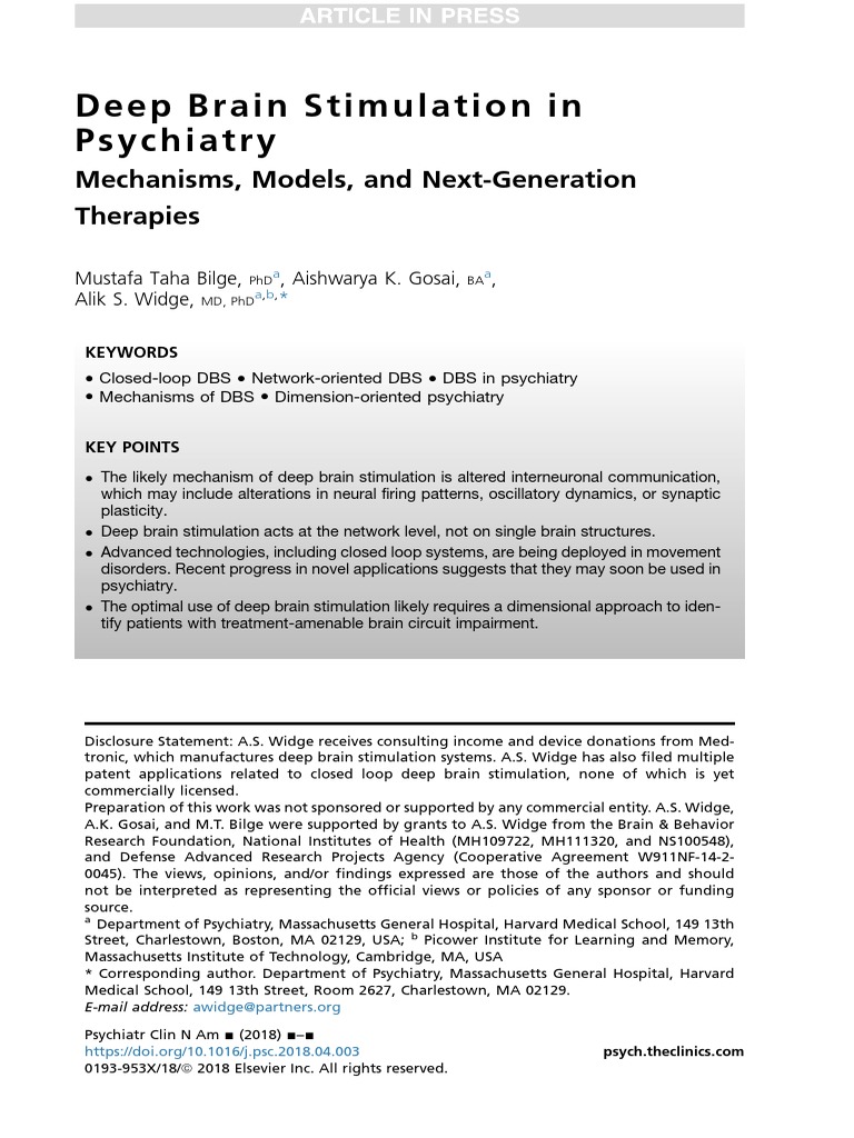 Deep Brain Stimulation in 2018 | PDF | Deep Brain Stimulation | Neural ...