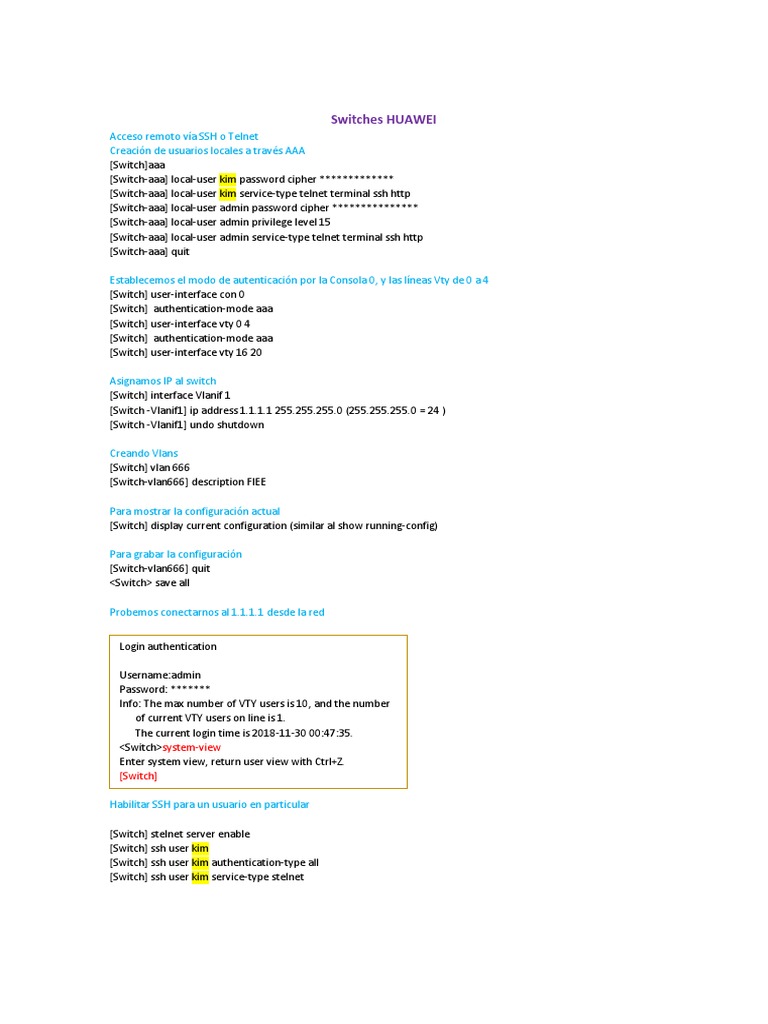 Comandos de Switches Huawei | PDF | Internet Protocols | Networking Standards