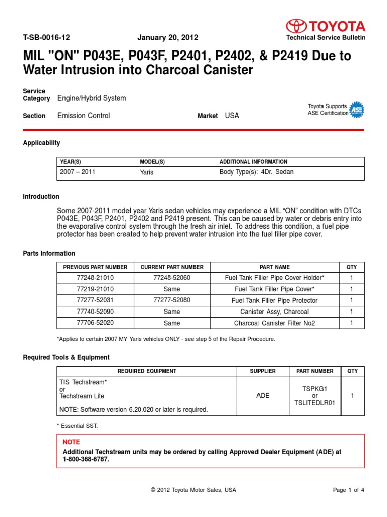 MIL "ON" P043E, P043F, P2401, P2402, & P2419 Due To Water Intrusion ...