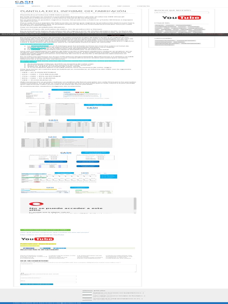 Plantilla Excel para Informe OEE | PDF | Planificación de recursos ...