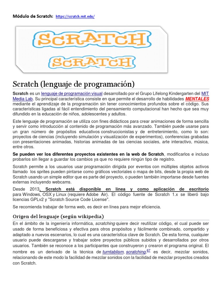 scratch | Scratch (lenguaje de programación) | Áreas de informática