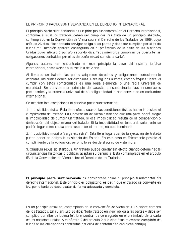 El Principio Pacta Sunt Servanda en El Derecho Internacional | PDF ...