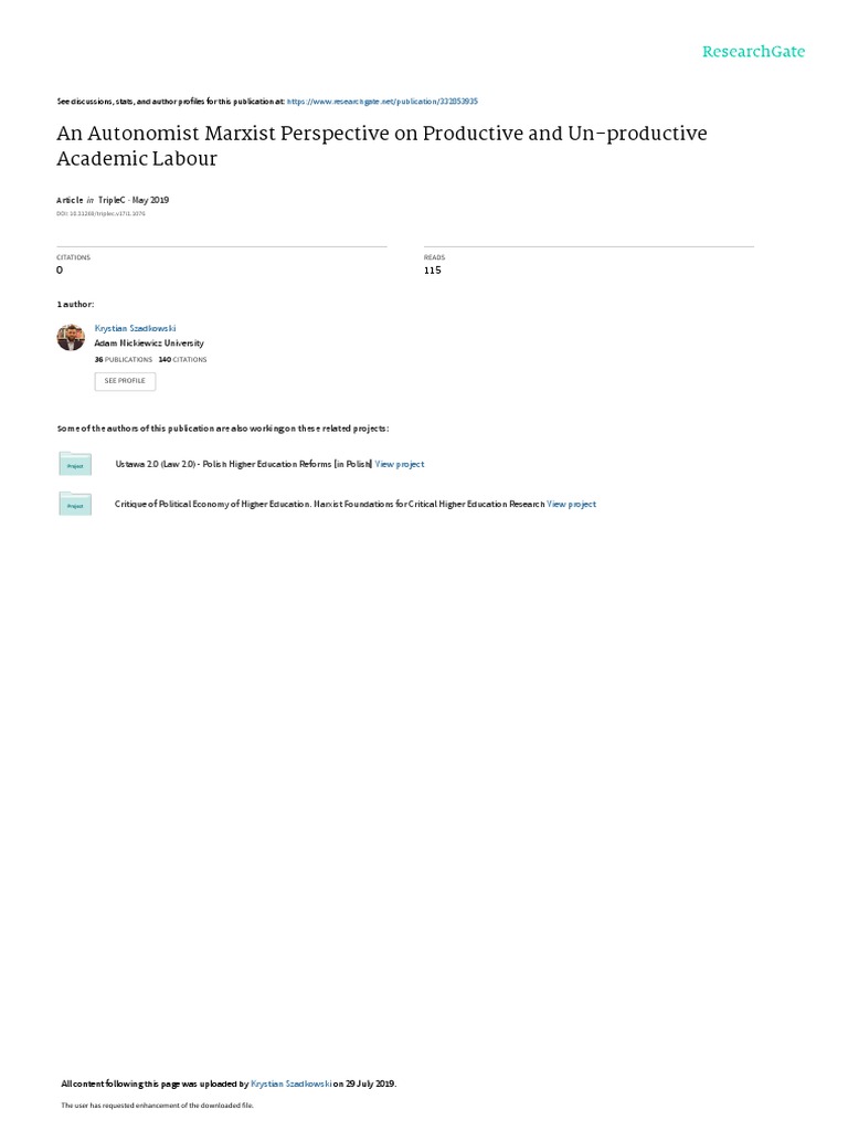 An Autonomist Marxist Perspective On Productive and Un-Productive ...